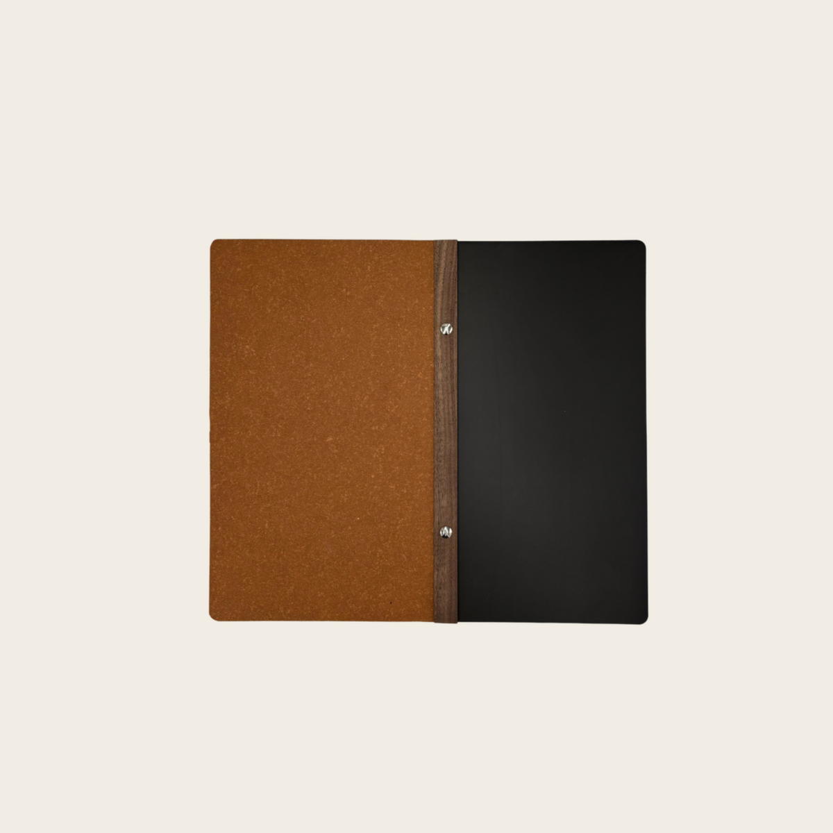A4 Slimline Leather Cover, Timber Binder, Black Poly Back Menu ...